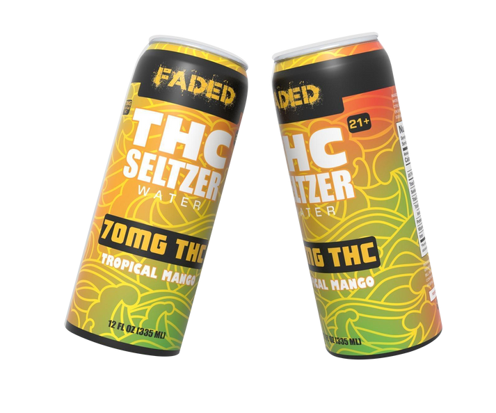 THC Seltzer Water 70MG THC Tropical Mango – Faded