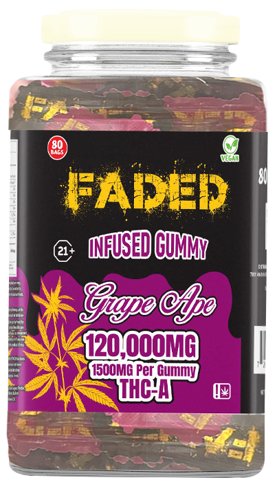 Faded Infused Gummy Grape Ape 120,000MG 1500MG Per Gummy THC-A